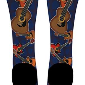 ThisWear Music Accessories Music Themed Socks Guitar Lover Gifts for Musicians 1-Pair Novelty Crew Socks