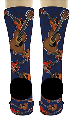 ThisWear Music Accessories Music Themed Socks Guitar Lover Gifts for Musicians 1-Pair Novelty Crew Socks