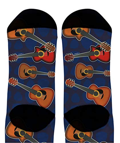 ThisWear Music Accessories Music Themed Socks Guitar Lover Gifts for Musicians 1-Pair Novelty Crew Socks