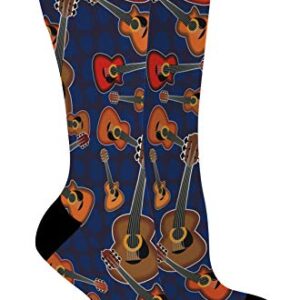 ThisWear Music Accessories Music Themed Socks Guitar Lover Gifts for Musicians 1-Pair Novelty Crew Socks