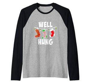 christmas stocking adult humor funny raglan baseball tee