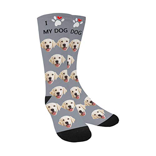 Custom Face Socks Prime I Love My Dog Cute Paw Crew Socks with Personalized Faces on Them