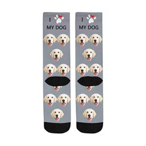 Custom Face Socks Prime I Love My Dog Cute Paw Crew Socks with Personalized Faces on Them