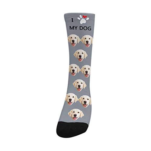 Custom Face Socks Prime I Love My Dog Cute Paw Crew Socks with Personalized Faces on Them