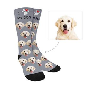 Custom Face Socks Prime I Love My Dog Cute Paw Crew Socks with Personalized Faces on Them