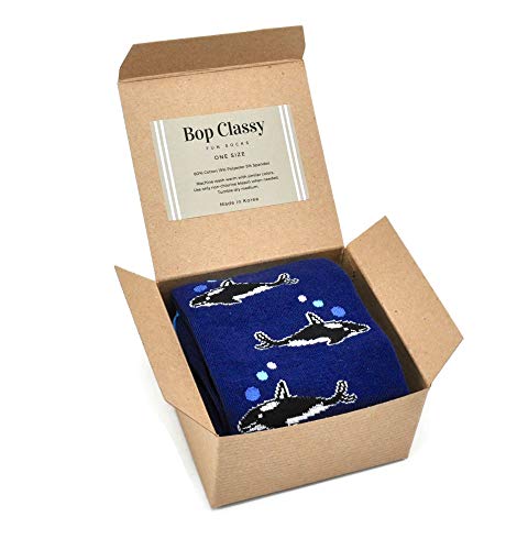 Bop Classy Gift Boxed Men's Novelty Crew Socks Single Pair (Killer Whales)