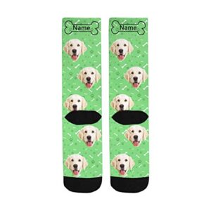 Custom Socks with Faces Paws and Bones Custom Name Personalized Printed Photo Crew Socks