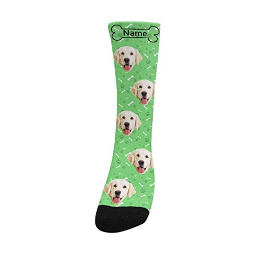 Custom Socks with Faces Paws and Bones Custom Name Personalized Printed Photo Crew Socks