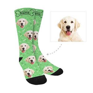 Custom Socks with Faces Paws and Bones Custom Name Personalized Printed Photo Crew Socks