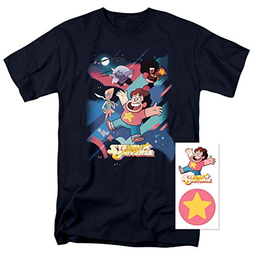 Steven Universe Gems Cartoon Network T Shirt & Stickers (Small) Navy