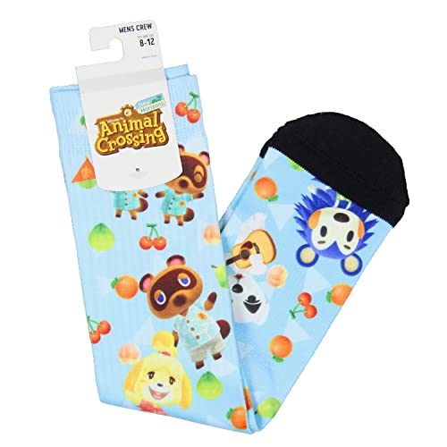 Bioworld Animal Crossing Men's Allover Character Sublimated Adult Crew Socks 1 Pair