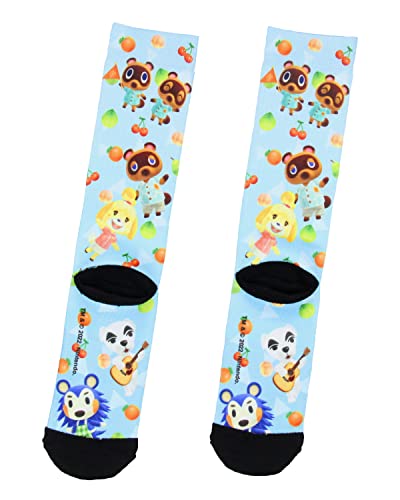 Bioworld Animal Crossing Men's Allover Character Sublimated Adult Crew Socks 1 Pair