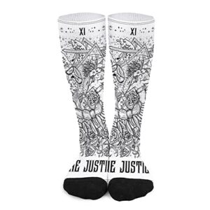 tarot card the justice socks for women socks for men crew socks for boys mid socks for girls stocking stuffers for teens casual athletic sport dress socks