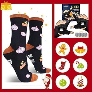 parigo funny gaming socks and led flashlight gloves – stocking stuffers gifts for men women teenage