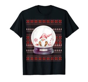 cute ugly christmas santa gnome in a snow globe t-shirt