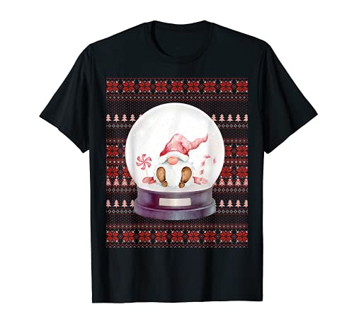 Cute Ugly Christmas Santa Gnome in a Snow Globe T-Shirt