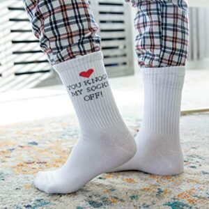 Light Autumn Love Socks with Message - Gift for Women - Novelty Birthday Socks Women's Present - Funny & Sweet Gift for Wife or Girlfriend - You Knock My Socks Off! - Valentine's Day Gift for Her