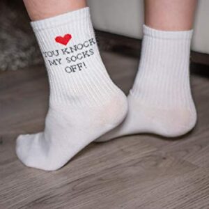 Light Autumn Love Socks with Message - Gift for Women - Novelty Birthday Socks Women's Present - Funny & Sweet Gift for Wife or Girlfriend - You Knock My Socks Off! - Valentine's Day Gift for Her