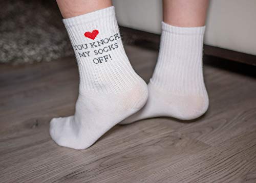 Light Autumn Love Socks with Message - Gift for Women - Novelty Birthday Socks Women's Present - Funny & Sweet Gift for Wife or Girlfriend - You Knock My Socks Off! - Valentine's Day Gift for Her