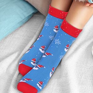 Velivn 6 Pairs Christmas Socks for Men Women Boys Girls, Funny Novelty Unisex Cozy Cotton Crew Socks Set for Xmas Holiday Gifts