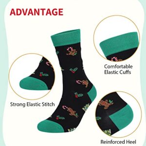 Velivn 6 Pairs Christmas Socks for Men Women Boys Girls, Funny Novelty Unisex Cozy Cotton Crew Socks Set for Xmas Holiday Gifts