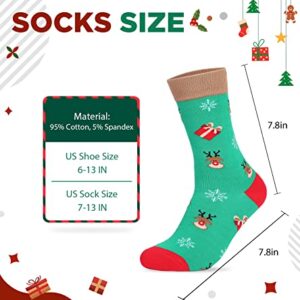 Velivn 6 Pairs Christmas Socks for Men Women Boys Girls, Funny Novelty Unisex Cozy Cotton Crew Socks Set for Xmas Holiday Gifts