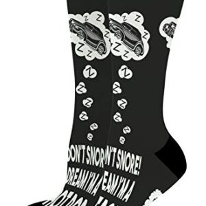 ThisWear Hot Rod Lover Gifts I Don't Snore I Dream I'm a Hot Rod Novelty Gifts 1-Pair Novelty Crew Socks