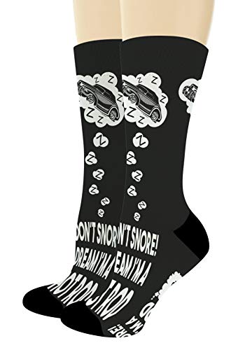 ThisWear Hot Rod Lover Gifts I Don't Snore I Dream I'm a Hot Rod Novelty Gifts 1-Pair Novelty Crew Socks