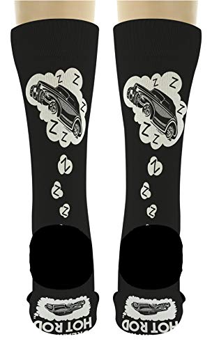 ThisWear Hot Rod Lover Gifts I Don't Snore I Dream I'm a Hot Rod Novelty Gifts 1-Pair Novelty Crew Socks