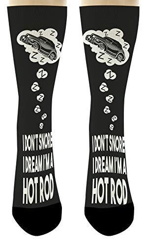 ThisWear Hot Rod Lover Gifts I Don't Snore I Dream I'm a Hot Rod Novelty Gifts 1-Pair Novelty Crew Socks