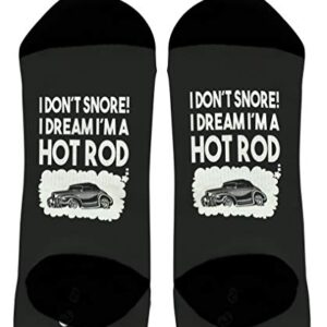 ThisWear Hot Rod Lover Gifts I Don't Snore I Dream I'm a Hot Rod Novelty Gifts 1-Pair Novelty Crew Socks