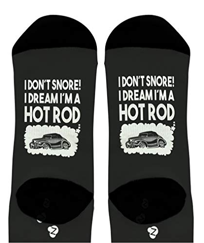 ThisWear Hot Rod Lover Gifts I Don't Snore I Dream I'm a Hot Rod Novelty Gifts 1-Pair Novelty Crew Socks