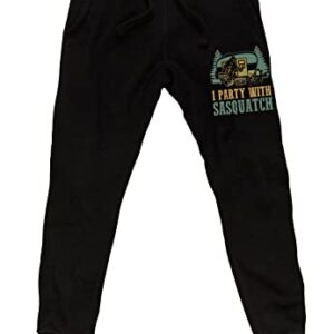 Koyotee Men's Bigfoot I Party with Sasquatch F125 Black Fleece Jogger Sweatpants X-Large