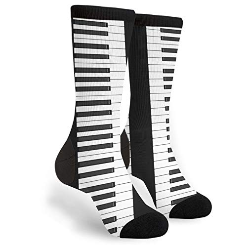 Piano Music Key Black Fun Colorful Novelty Graphic Crew Tube Socks For Men Women