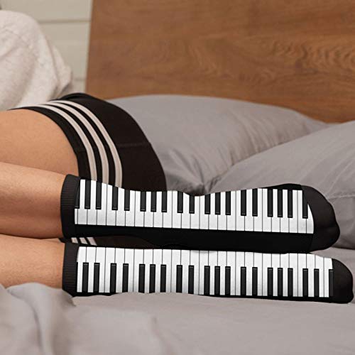 Piano Music Key Black Fun Colorful Novelty Graphic Crew Tube Socks For Men Women