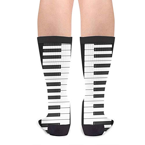 Piano Music Key Black Fun Colorful Novelty Graphic Crew Tube Socks For Men Women