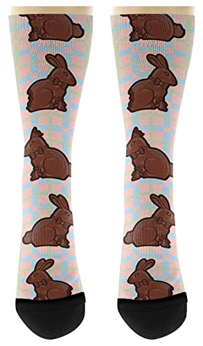 ThisWear Easter Bunny Decor Half Eaten Chocolate Bunnys Easter Basket Stuffers 6-Pairs Novelty Crew Socks