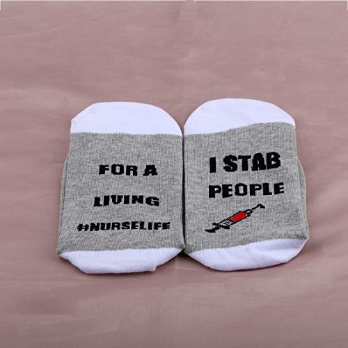 LEVLO Funny Nurse Gift Nurse Life Socks I Stab People For A Living Socks Nurses Appreciation Medical Gift for Nurse Mom (2 Pairs/Set)