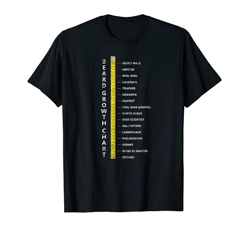 Mens Beard Length Growth Chart Ruler - How long is your beard? T-Shirt