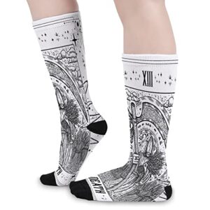 Tarot Card Death Socks for Women Socks for Men Crew Socks for Boys Mid Socks for Girls Stocking Stuffers for Teens Casual Athletic Sport Dress Socks