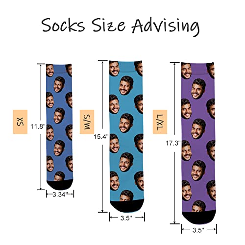 Dreamdecor Custom Funny Socks with Photo Novelty Face Crew Socks Personalized Funny Gifts for Men Women Kids