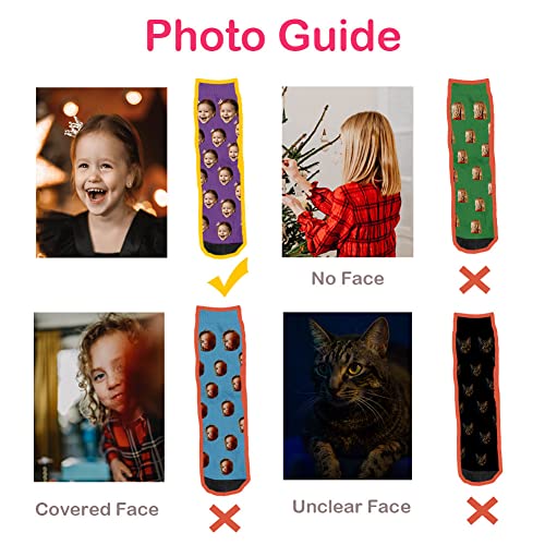 Dreamdecor Custom Funny Socks with Photo Novelty Face Crew Socks Personalized Funny Gifts for Men Women Kids