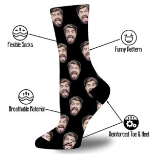 Dreamdecor Custom Funny Socks with Photo Novelty Face Crew Socks Personalized Funny Gifts for Men Women Kids