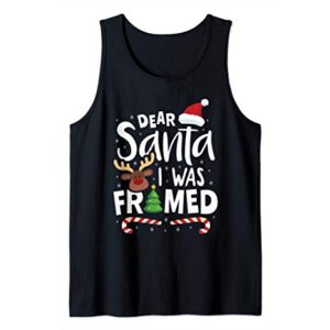 Dear Santa I Was Framed Christmas Stocking Stuffer Gift Tank Top