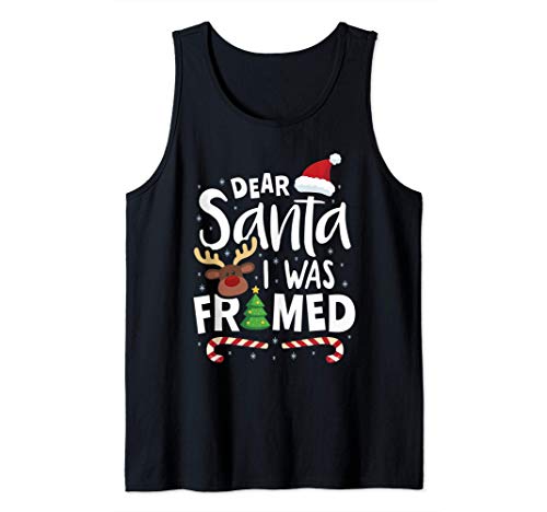 Dear Santa I Was Framed Christmas Stocking Stuffer Gift Tank Top