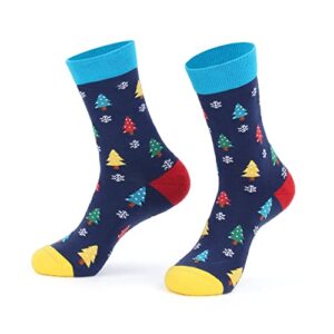 knapfold christmas cushioned socks for men and women, fun novelty crew, christmas tree