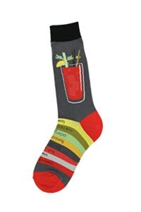 foot traffic men’s novelty socks, funny beverage-themed socks for men, sizes 7–12, bloody mary