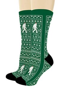 holiday socks i still believe bigfoot socks sasquatch christmas clothes 1-pair novelty crew socks