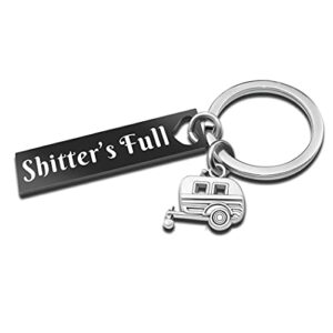 isiyu shtter’s full funny keychain gift happy camper rv camping gifts accessories (black)