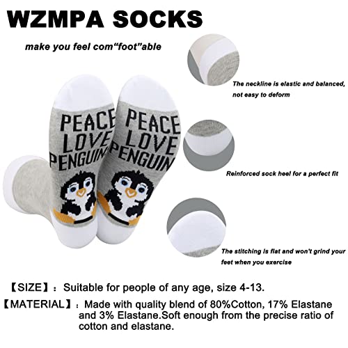 WZMPA Penguin Novelty Socks Ocean Penguin Lover Gift Peace Love Penguins Socks Penguin Series Merchandise (Peace Penguins)